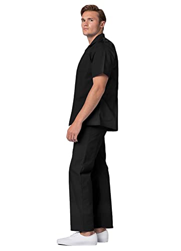 Adar Universal Scrubs for Men - Zippered Short Sleeved Scrub Jacket - 607 - Black - 2X