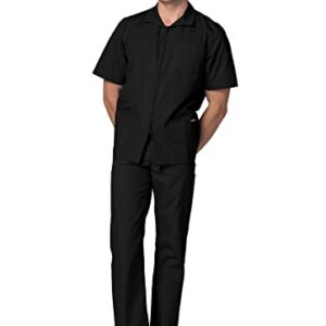 Adar Universal Scrubs for Men - Zippered Short Sleeved Scrub Jacket - 607 - Black - 2X