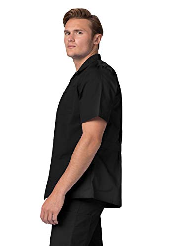 Adar Universal Scrubs for Men - Zippered Short Sleeved Scrub Jacket - 607 - Black - 2X