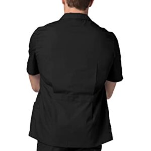 Adar Universal Scrubs for Men - Zippered Short Sleeved Scrub Jacket - 607 - Black - 2X