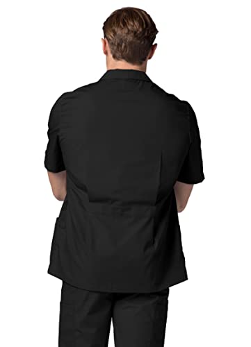 Adar Universal Scrubs for Men - Zippered Short Sleeved Scrub Jacket - 607 - Black - 2X