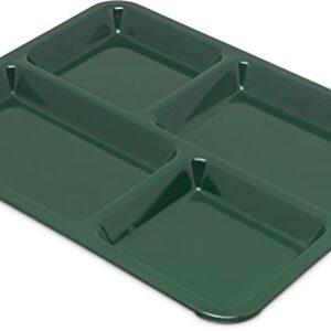 Carlisle FoodService Products Right Hand 4-Compartment Cafeteria / Fast Food Tray, 8.5" x 11", Forest Green