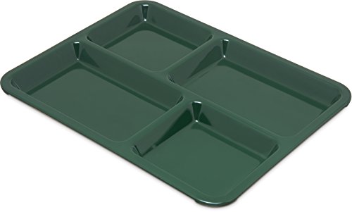 Carlisle FoodService Products Right Hand 4-Compartment Cafeteria / Fast Food Tray, 8.5" x 11", Forest Green