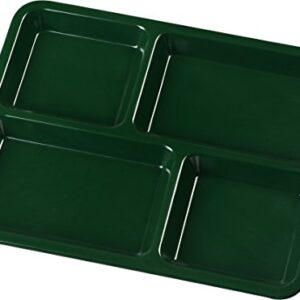 Carlisle FoodService Products Right Hand 4-Compartment Cafeteria / Fast Food Tray, 8.5" x 11", Forest Green