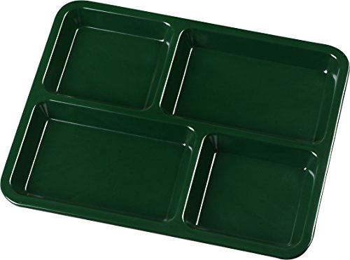 Carlisle FoodService Products Right Hand 4-Compartment Cafeteria / Fast Food Tray, 8.5" x 11", Forest Green