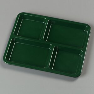 Carlisle FoodService Products Right Hand 4-Compartment Cafeteria / Fast Food Tray, 8.5" x 11", Forest Green