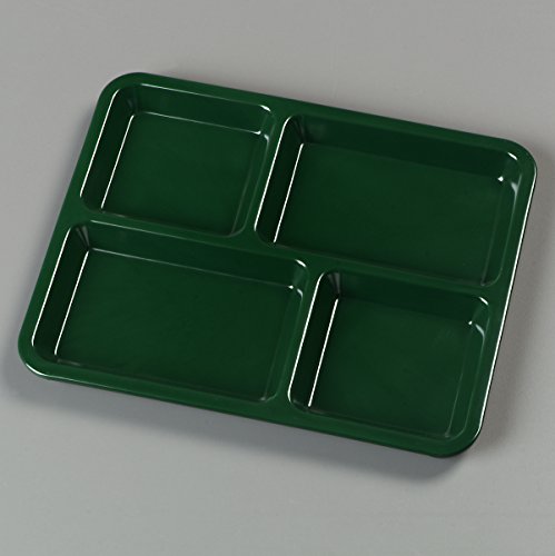 Carlisle FoodService Products Right Hand 4-Compartment Cafeteria / Fast Food Tray, 8.5" x 11", Forest Green