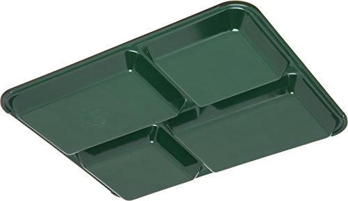 Carlisle FoodService Products Right Hand 4-Compartment Cafeteria / Fast Food Tray, 8.5" x 11", Forest Green