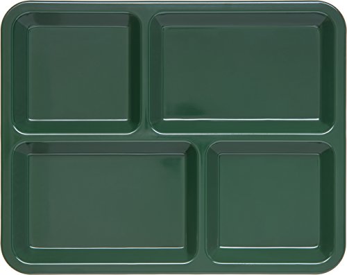 Carlisle FoodService Products Right Hand 4-Compartment Cafeteria / Fast Food Tray, 8.5" x 11", Forest Green