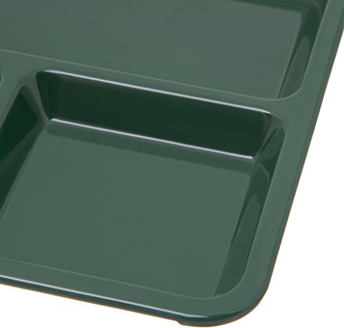 Carlisle FoodService Products Right Hand 4-Compartment Cafeteria / Fast Food Tray, 8.5" x 11", Forest Green