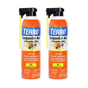 terro t1901sr ready to use indoor and outdoor carpenter ant, termite, and carpenter bee killer aerosole spray - 2 pack 32 total ounces