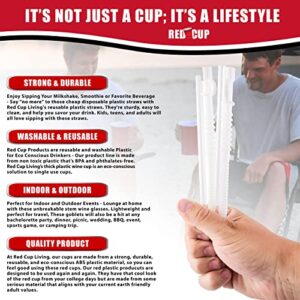 Red Cup Living Reusable Drinking Straws for Cold and Hot Drinks - Plastic Smoothie Straws for 18 oz Cups - Set of 4 - Eco-Conscious - Perfect for Party Cups, Mugs, Mason Jars, and Tumblers, Party Cups