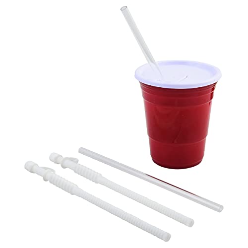 Red Cup Living Reusable Drinking Straws for Cold and Hot Drinks - Plastic Smoothie Straws for 18 oz Cups - Set of 4 - Eco-Conscious - Perfect for Party Cups, Mugs, Mason Jars, and Tumblers, Party Cups