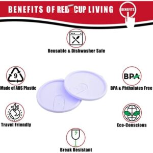 Red Cup Living Red Party Cups Lids- 32 oz, Reusable Plastic Lid, Hot Cup & Mugs Cover, Outdoor Drink Cover- Travel, Office & School, Eco-Friendly & Dishwasher Safe, Double Wall Design, Set of 2