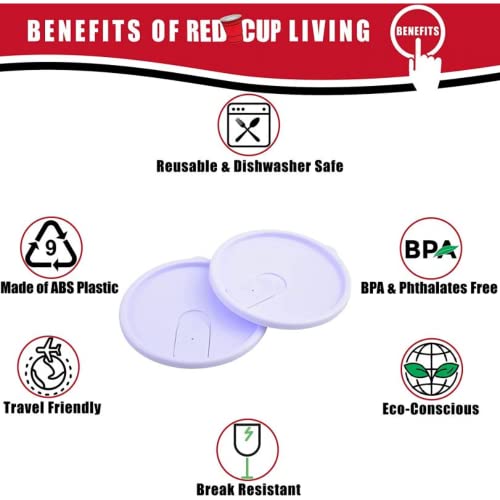 Red Cup Living Red Party Cups Lids- 32 oz, Reusable Plastic Lid, Hot Cup & Mugs Cover, Outdoor Drink Cover- Travel, Office & School, Eco-Friendly & Dishwasher Safe, Double Wall Design, Set of 2