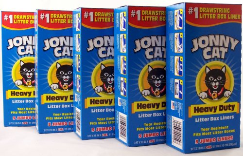 Jonny Cat Litter Box Liners, Heavy Duty, Jumbo 5 Per Box (5 Pack/Boxes)