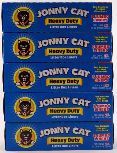 Jonny Cat Litter Box Liners, Heavy Duty, Jumbo 5 Per Box (5 Pack/Boxes)