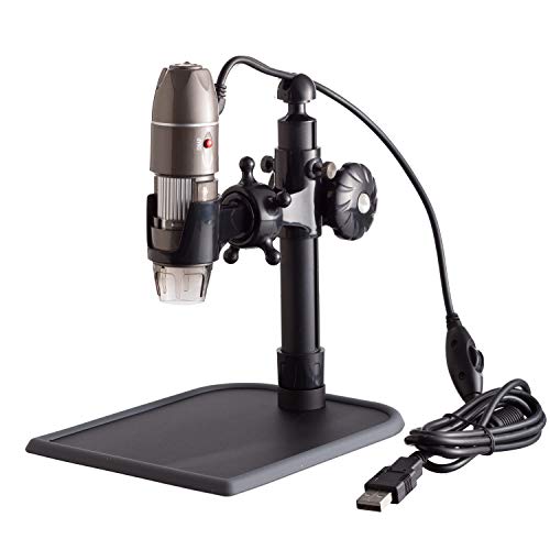 AmScope UBW500X02MP Digital 2MP USB Microscope with Endoscope Attachment, 5X-500X Magnification, 4X 3D Digital Zoom, Built-In Eight LED Light Source, Table Stand, Includes Software CD