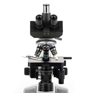 AmScope T390B-3M Digital Professional Compound Trinocular Microscope, 40X-2000X Magnification, WF10x and WF20x Eyepieces, Brightfield, Halogen Illumination, Abbe Condenser, Double-Layer Mechanical Stage, 110V-220V Auto-Switching, Includes 3MP Camera with