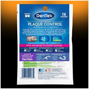 DenTek Easy Brush Plaque Control Interdental Cleaners, Tight, 16 Count, 6 Pack