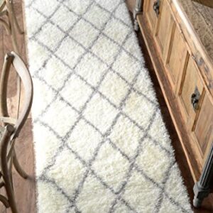 nuLOOM Machine Made Diamond Shag Area Rug, 8x10, Gray