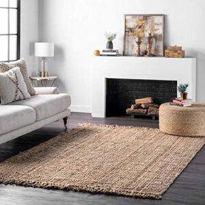 nuloom daniela farmhouse chunky jute accent rug, 3x5, natural