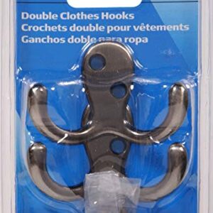 Hardware Essentials 852293 Double Clothes Hooks Pewter -2 Pack