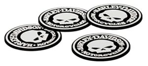 harley-davidson skull coasters set - 4 rubber coasters hdl-18522