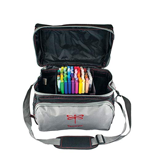 Tombow 56177 Storage Tote, Black and Grey. Perfectly Stores All of Your Tombow Arts and Crafts Supplies