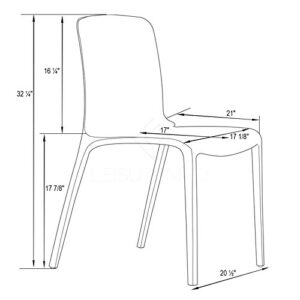 LeisureMod Adler Mid-Century Modern Dining Side Chair, Set of 2 (Clear)