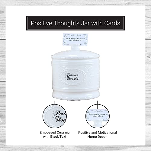 Young's Inc. Ceramic Positive Thoughts Jar with 365 Affirmation Cards - 6" L x 6" W x 6" H - Friendship Gift