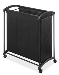 whitmor 3 section laundry sorter with wheels - black