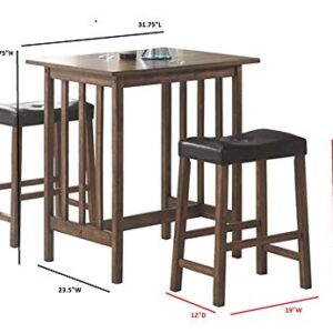 Coaster Furniture 3 Pc Counter Height Set Brown/Black 130004