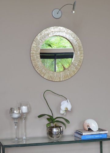 KOUBOO Round Capiz Seashell Sunray Wall Mirror, Gold Hue