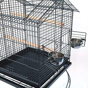 Large 57-Inch Pagoda House Roof Top Parrot Lovebird Cockatiel Cockatiels Parakeets Cage with Stand, Black Vein