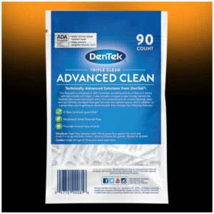 DenTek Triple Clean Advanced Clean Floss Picks, No Break & No Shred Floss, 90 Count, (Pack of 3)