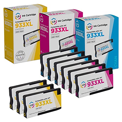 LD Remanufactured Ink Cartridge Replacement for HP 933XL High Yield (3 Cyan, 3 Magenta, 3 Yellow, 9-Pack)