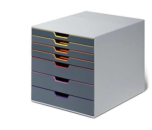 Durable 760727 VARICOLOR 7, Drawer Desk Storage Box, Gray & Multicolor