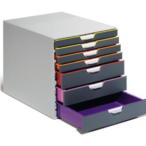 Durable 760727 VARICOLOR 7, Drawer Desk Storage Box, Gray & Multicolor