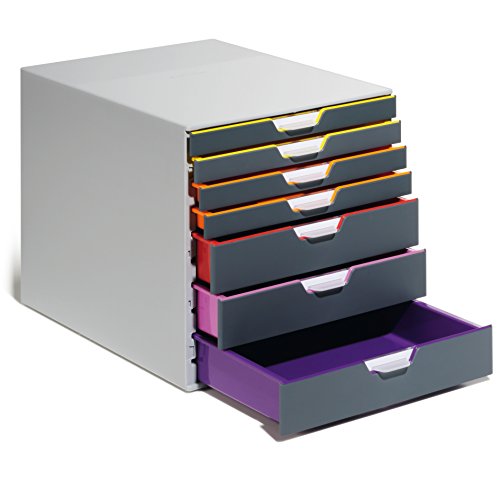 Durable 760727 VARICOLOR 7, Drawer Desk Storage Box, Gray & Multicolor