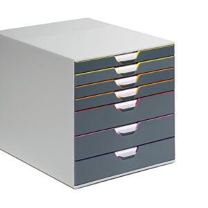 Durable 760727 VARICOLOR 7, Drawer Desk Storage Box, Gray & Multicolor