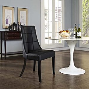 Modway Noblesse Modern Tufted Vegan Leather Upholstered Kitchen Room Black, One Dining Chair