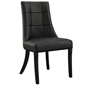 Modway Noblesse Modern Tufted Vegan Leather Upholstered Kitchen Room Black, One Dining Chair