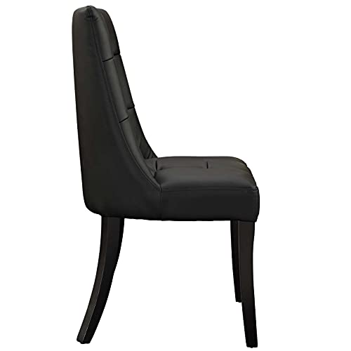 Modway Noblesse Modern Tufted Vegan Leather Upholstered Kitchen Room Black, One Dining Chair