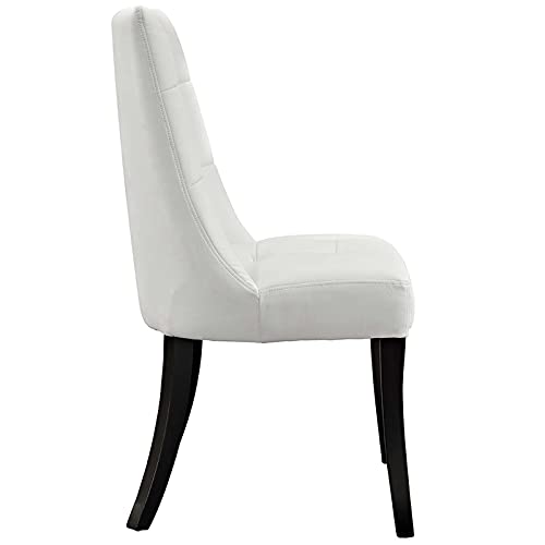 Modway Noblesse Modern Tufted Vegan Leather Upholstered Kitchen and Dining Room Chair in White