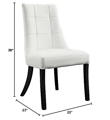 Modway Noblesse Modern Tufted Vegan Leather Upholstered Kitchen and Dining Room Chair in White