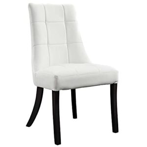 Modway Noblesse Modern Tufted Vegan Leather Upholstered Kitchen and Dining Room Chair in White