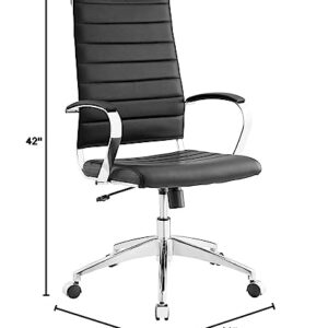 Modway Jive Ribbed High Back Tall Executive Swivel Office Chair With Arms In Black