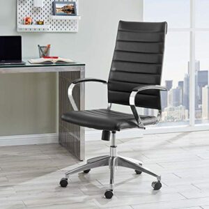 Modway Jive Ribbed High Back Tall Executive Swivel Office Chair With Arms In Black