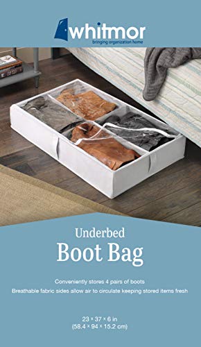 Whitmor Underbed Boot Bag, 4 Section, White